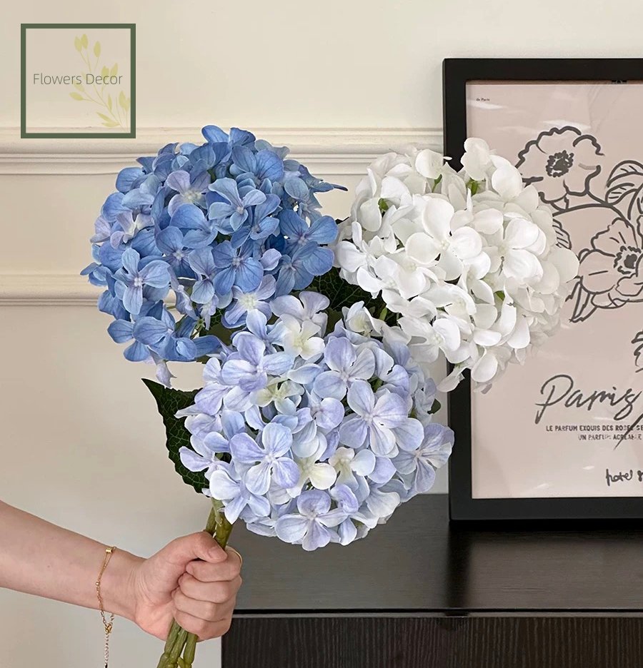 Artificial Hydrangeas Flowers Bouquet 3 Colors - Artificial Flower Decor
